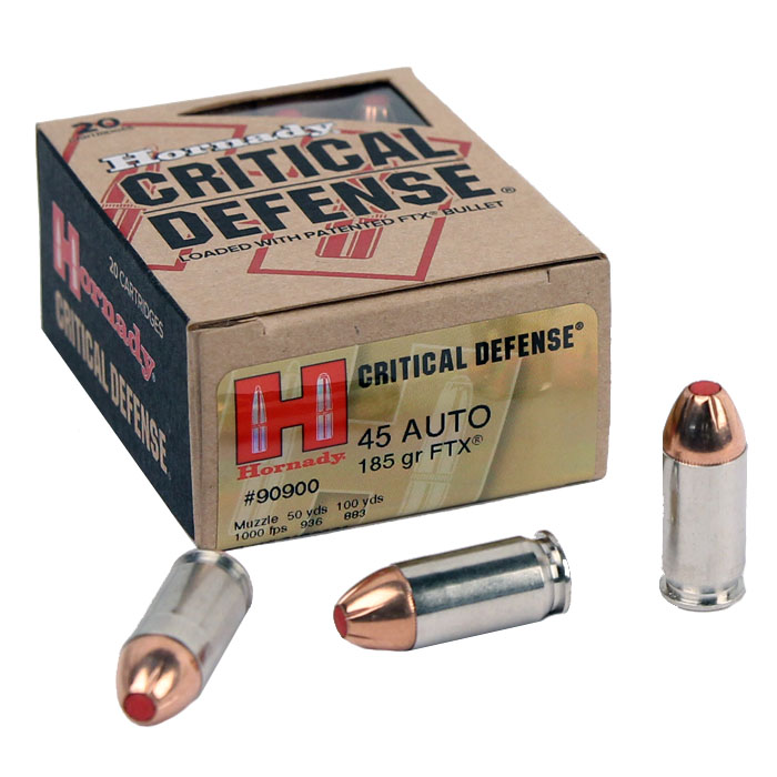 Hornady .45ACP 185 GR. FTX Critical Defense - 20RD - Top Gun Supply