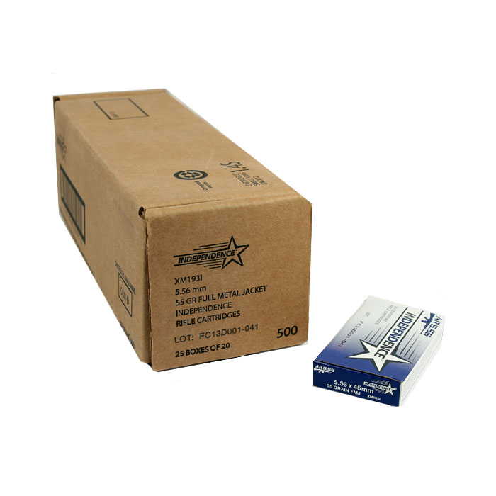 Independence XM193, 5.56NATO, 55GR Full Metal Jacket - 500RD Case - Top ...
